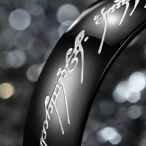 Accessories | Hobbit Lord Of The Rings Black Elvish Rune Engraving Ring ...